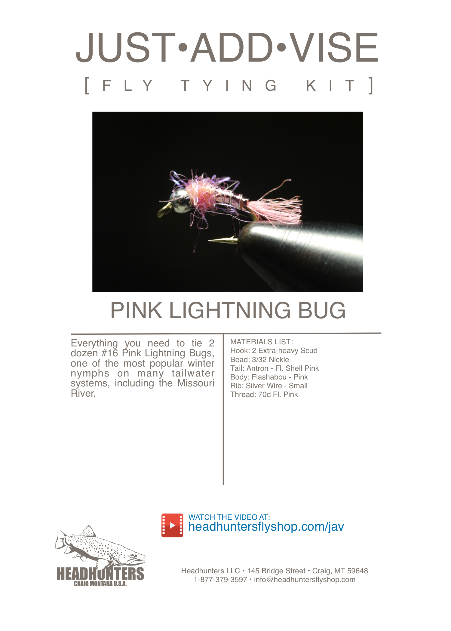Just Add "Vise" Pink Lightning Bug #16 | Headhunters Fly Shop